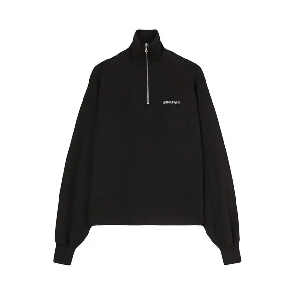 Palm Angels Logo Embroidered Half Zip Sweatshirt