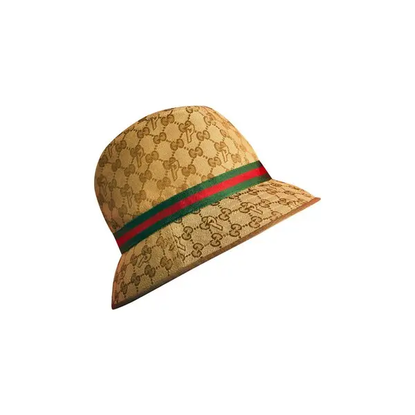 Gucci X Palace Gg-P Canvas Fedora With Web And Logo Tan