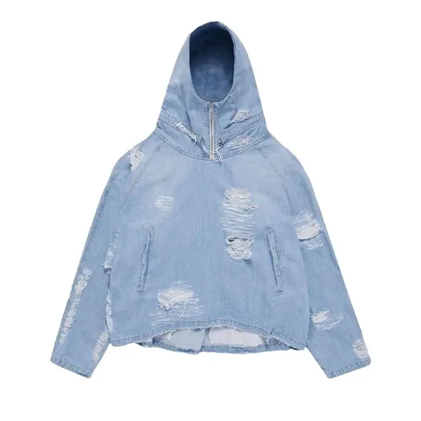 424 Distressed Denim Hooded Jacket