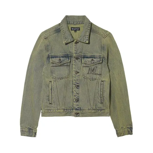 MAINS Washed Denim Jacket - Green