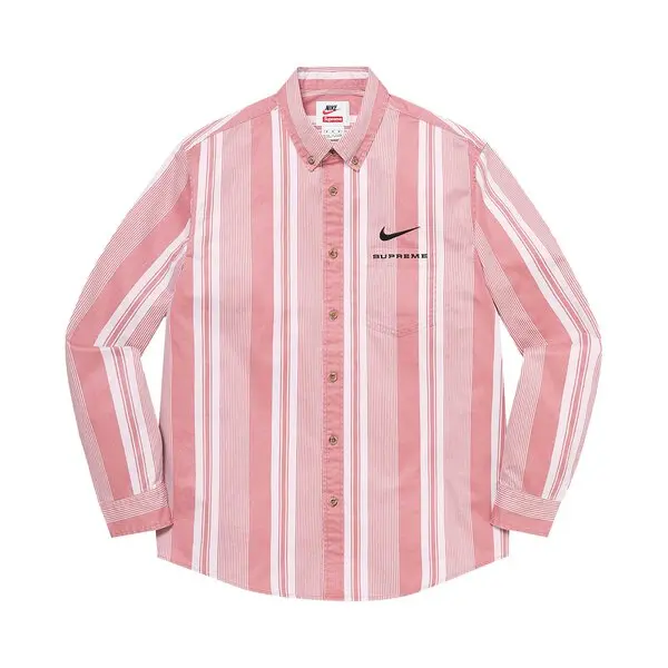 Supreme X Nike Cotton Twill Striped Shirt Pink Editorialist - Main Image