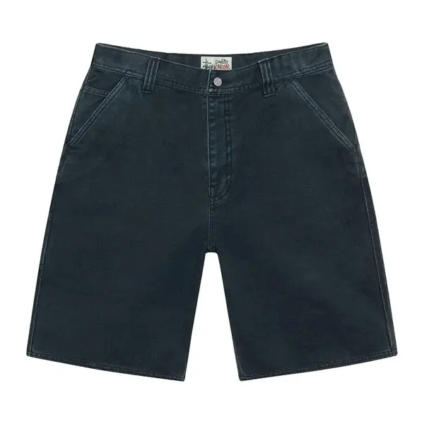 StüSsy Washed Canvas Work Short - Black | Editorialist