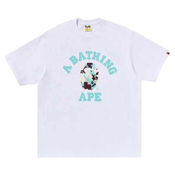 A BATHING APE Map Camo College Relaxed Fit Tee - White