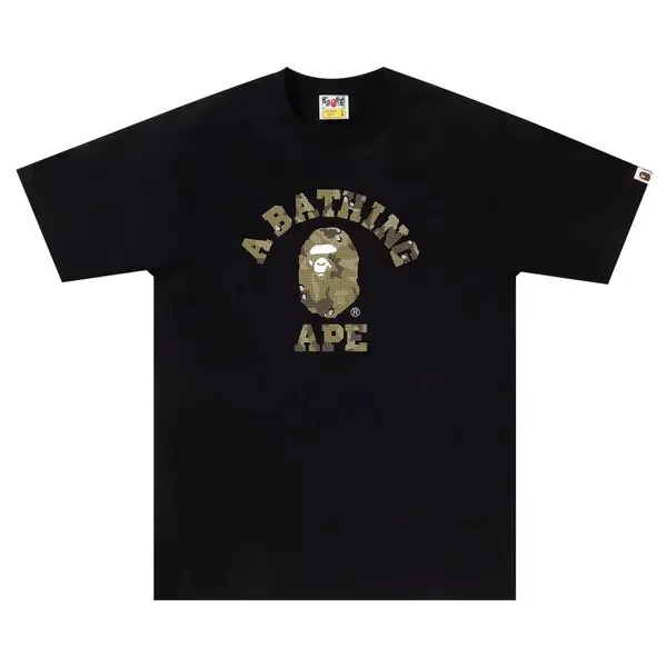 A BATHING APE Bitmap College Tee - Black
