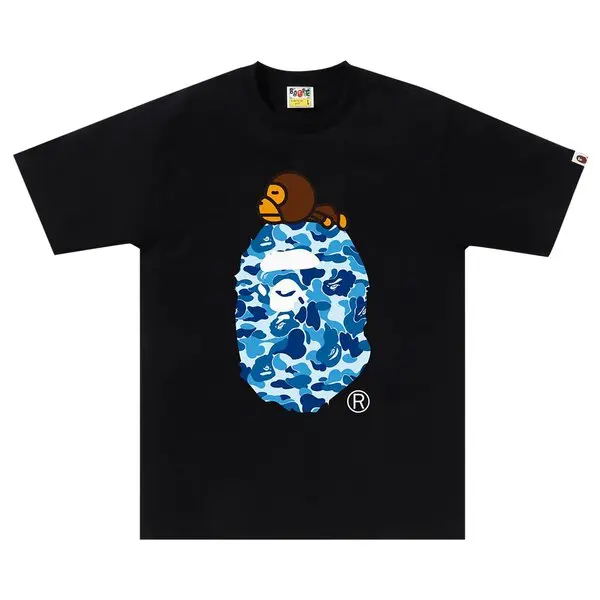 A BATHING APE Abc Camo Milo On Big Ape Tee - Black