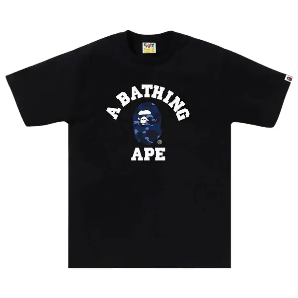 A BATHING APE Color Camo College Tee - Black