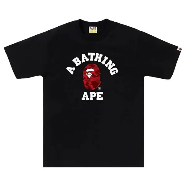 A BATHING APE Color Camo College Tee - Black