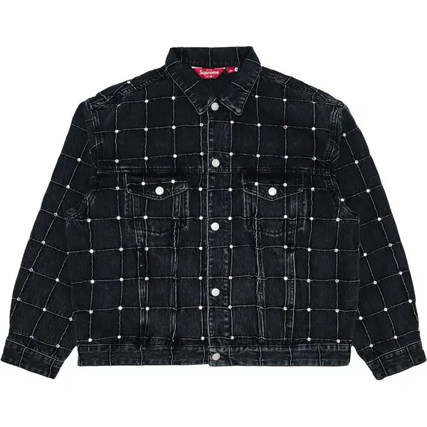 Supreme Studded Seam Denim Trucker Jacket - Black | Editorialist