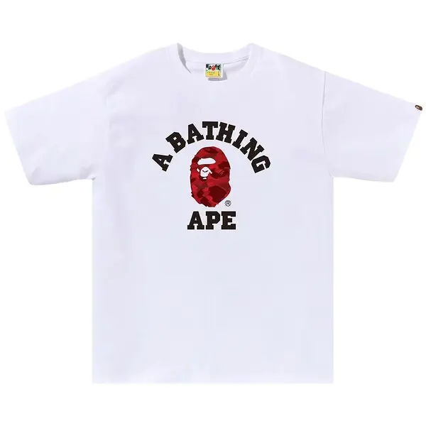 A BATHING APE Color Camo College Tee - White