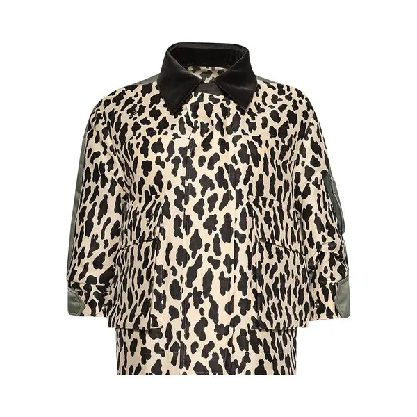 Sacai Leopard Print Nylon Twill Jacket - Tan | Editorialist