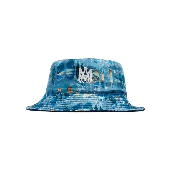 Amiri Bandana Aloha Silk Bucket Hat - Teal