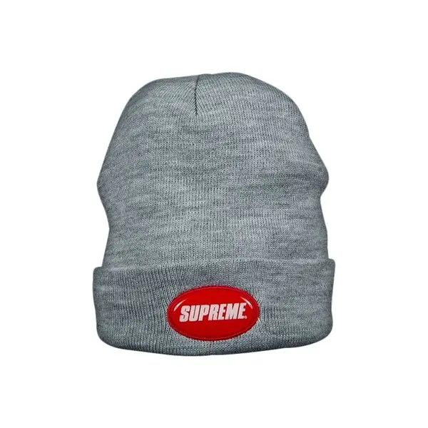 Supreme Rubber Patch Beanie - Grey