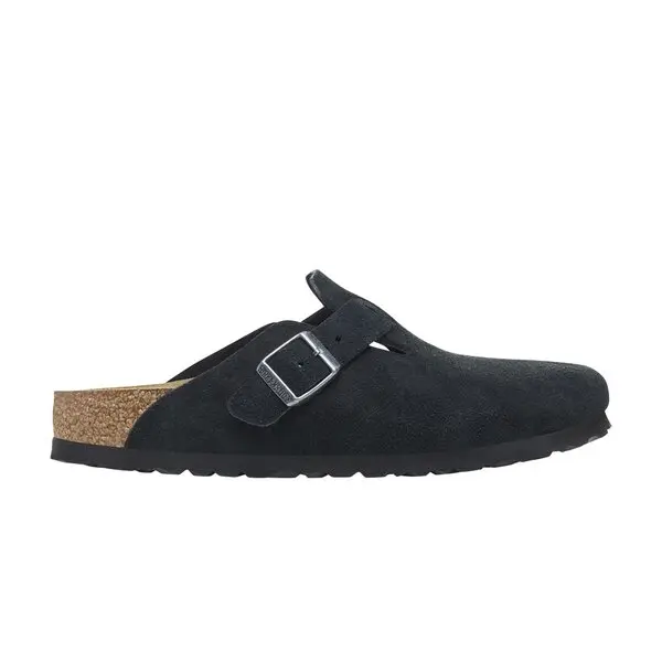 BIRKENSTOCK Boston Suede Clogs - Black