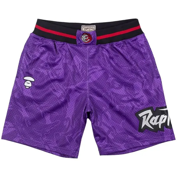 A BATHING APE X Mitchel & Ness Toronto Raptors Shorts - Purple