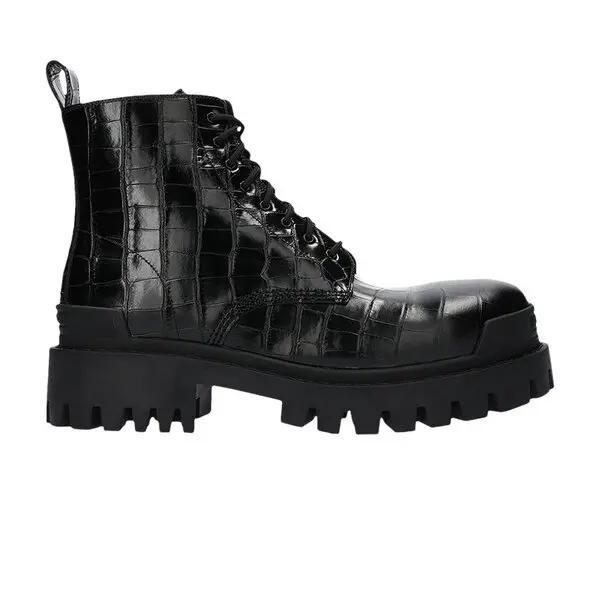 Balenciaga Strike 20mm Croc-embossed Boots - Black