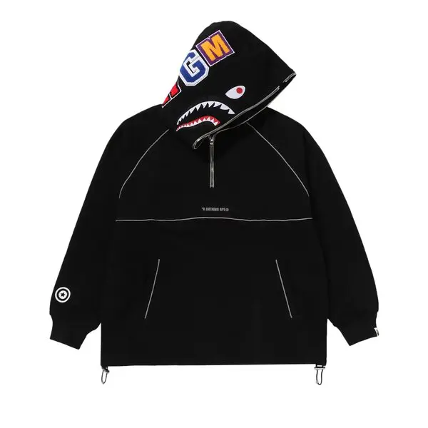 A BATHING APE Shark Logo Half-zip Pullover Hoodie