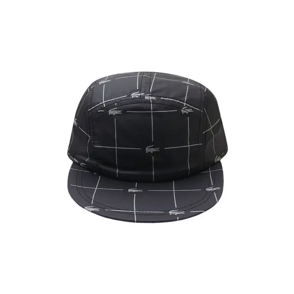 Supreme X Lacoste Reflective Grid Nylon Camp Cap - Black