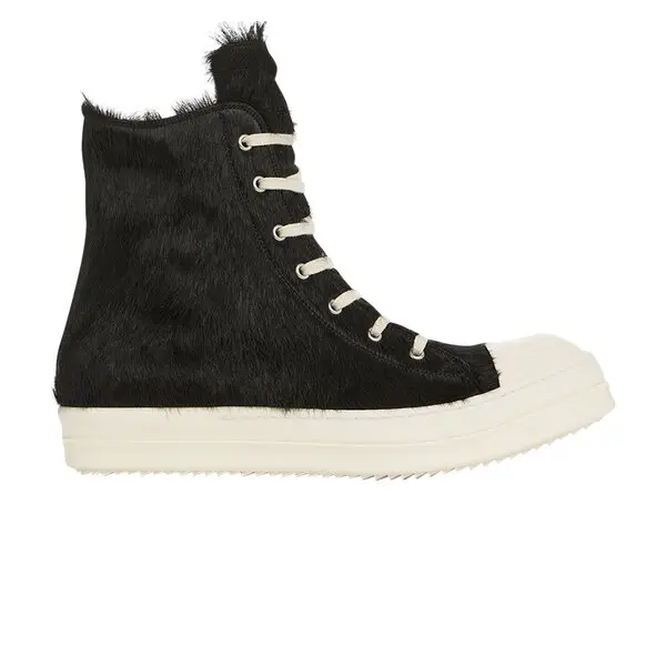 Rick Owens Lido Cow Fur Sneakers - Black