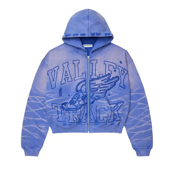 VALE FOREVER Wildflower Garden Zip Up Hoodie - Blue