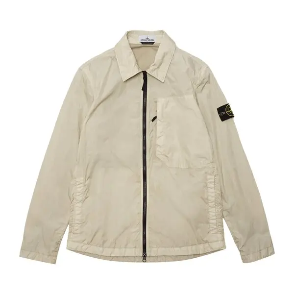 Stone Island Compass Patch Zip-up Jacket - White