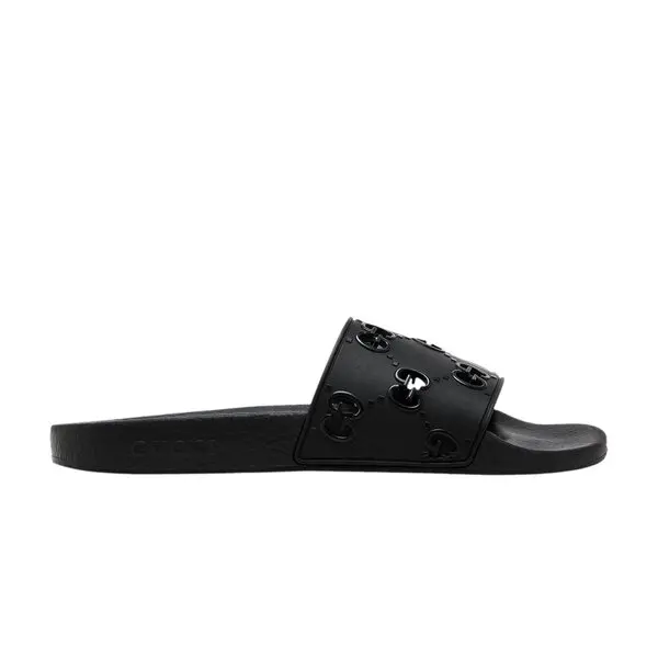 Gucci Rubber Gg Slide - Black