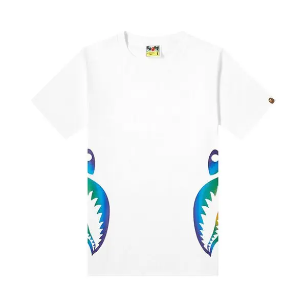 A BATHING APE Rainbow Side Shark Tee - White