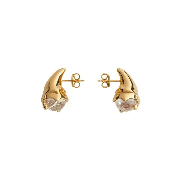 Bottega Veneta Teardrop Rock Crystal Quartz Earrings - Gold