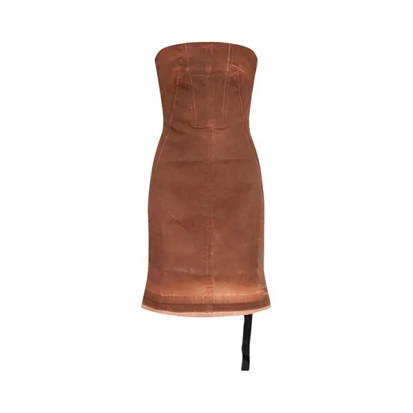 Rick Owens Splintered Denim Bustier Dress - Grey