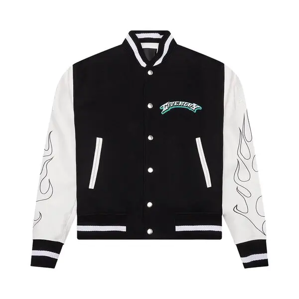 Givenchy Varsity Wool & Grained Leather Jacket