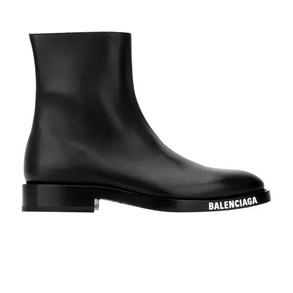Balenciaga Logo Sole Ankle Boots - Black