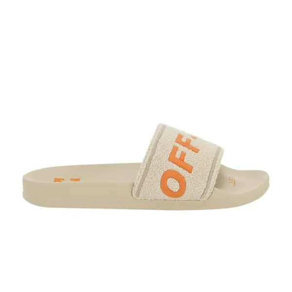 Off-White Towel Embroidery Sliders - Cream