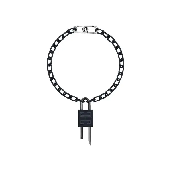 Givenchy Crystal Embellished 4g Padlock Necklace - Black