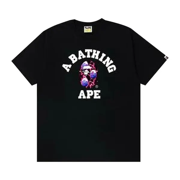 A BATHING APE Lightning College Tee - Black