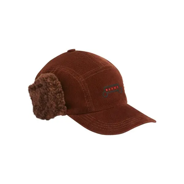 Marni Fine Wale Corduroy Cap - Brown