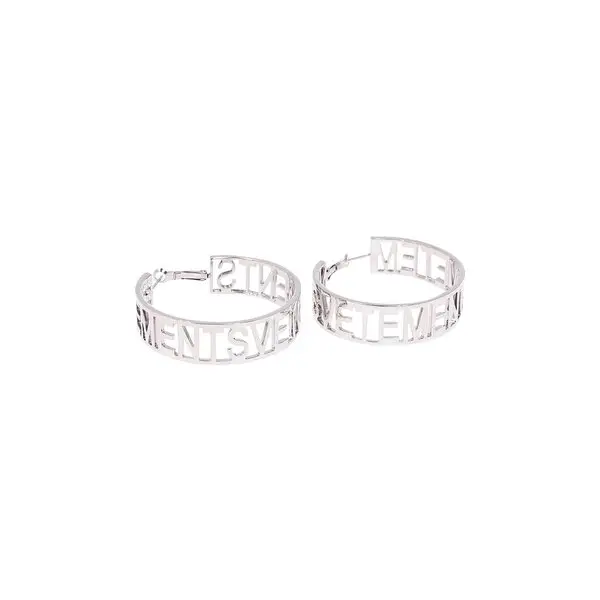 Vetements Logo Hoop Earrings - Silver