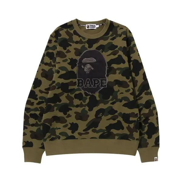 A BATHING APE 1st Camo Pattern Ape Head Crewneck - Green