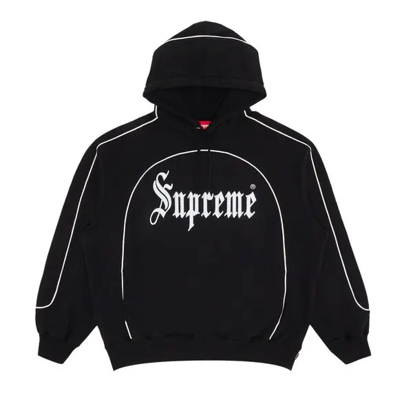 Supreme Curve Piping Hooded Sweatshirt - Black