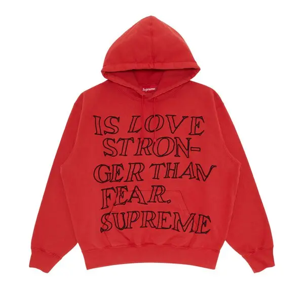 Supreme Stronger Than Fear Hooded Sweatshirt - Red