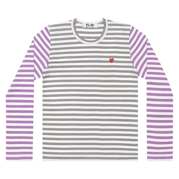Play Comme Des Garcon Bi-color Striped Long-sleeve T-shirt - Grey