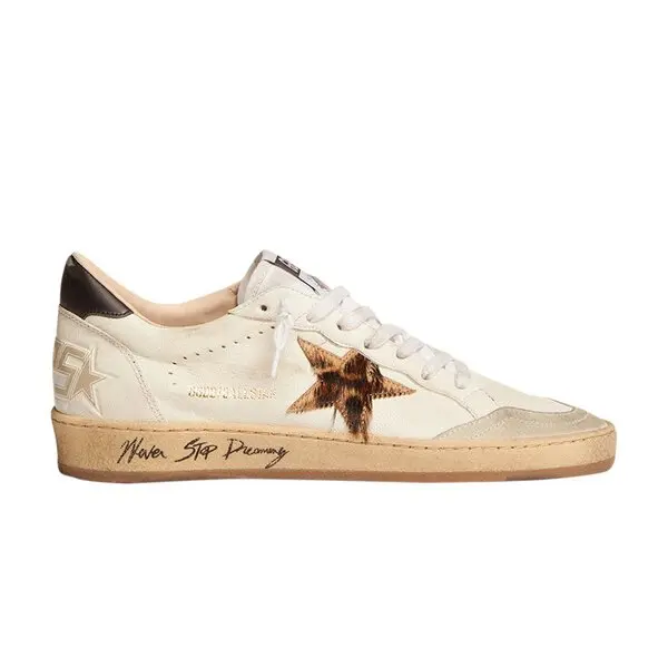 GOLDEN GOOSE Ball Star Leopard Sneakers - White