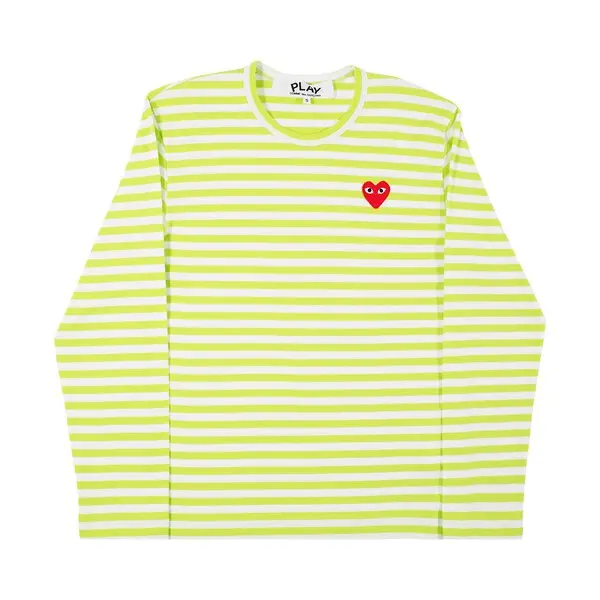Play Comme Des Garcon Long-sleeve Striped Tee - Green