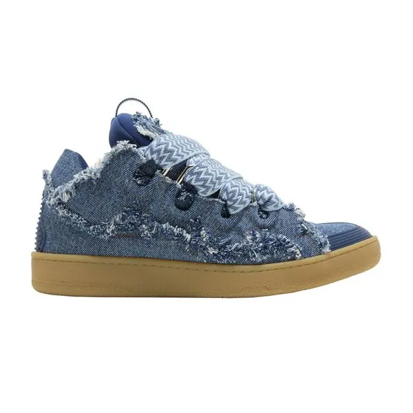 LANVIN Curb Frayed Denim Sneakers