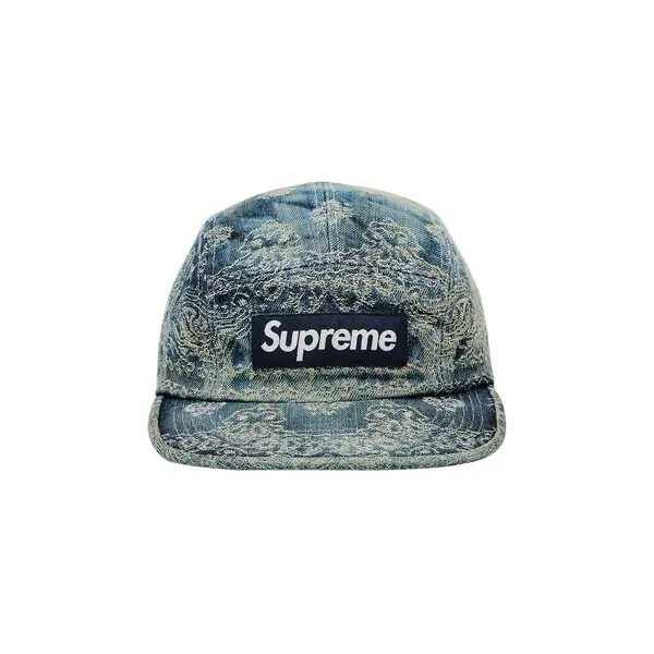 Supreme Bandana Jacquard Denim Camp Cap - Blue