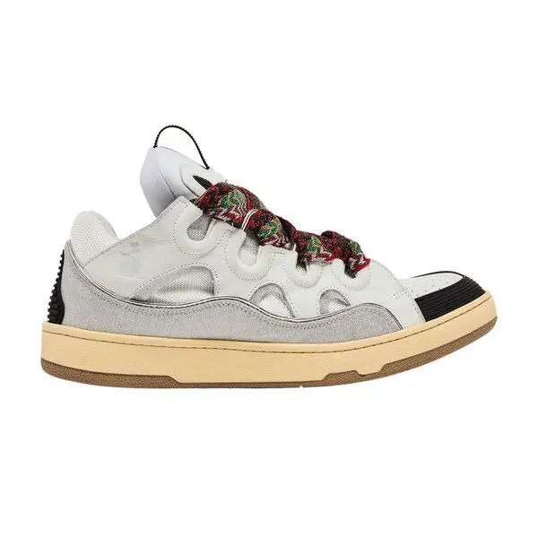 LANVIN Curb Leather And Glitter Sneakers - White