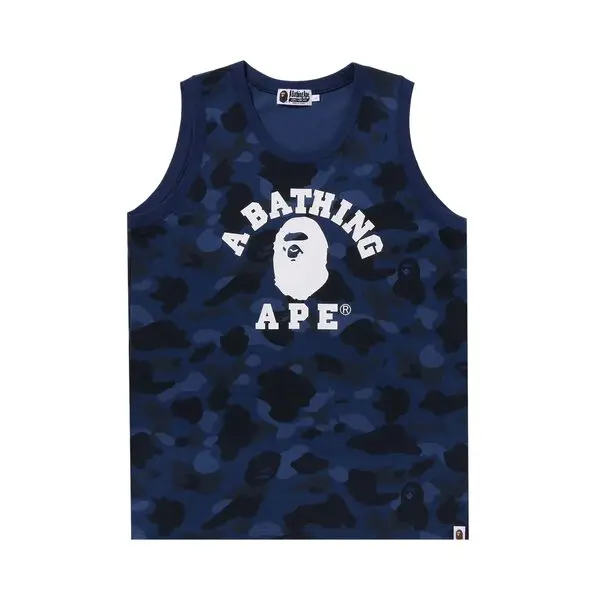 A BATHING APE Color Camo College Tank Top - Blue