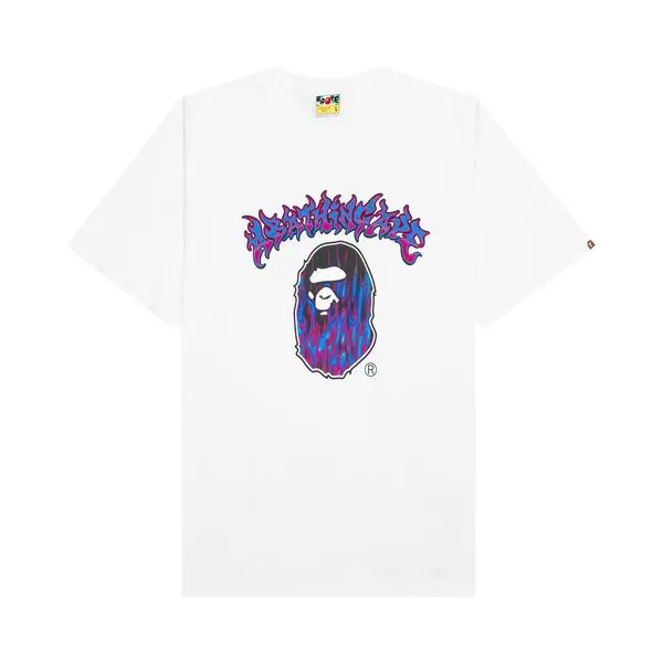 A BATHING APE Mad Flame Ape Head Tee - White