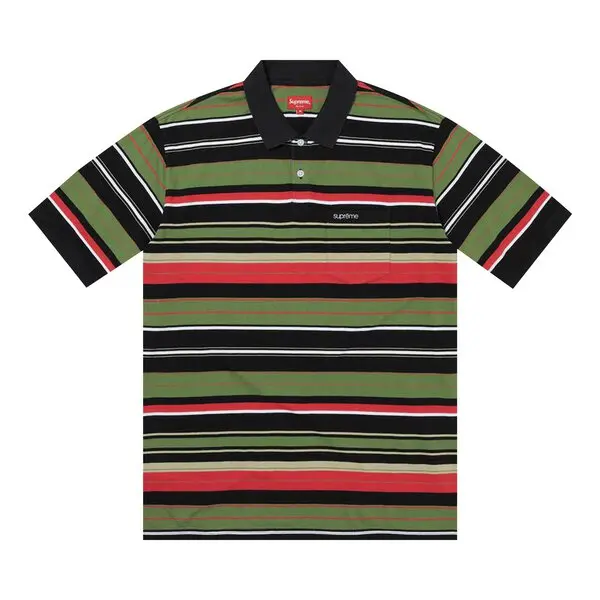 Supreme Multi Stripe Polo - Black | Editorialist