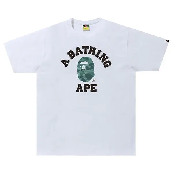 A BATHING APE Color Camo College Tee - White