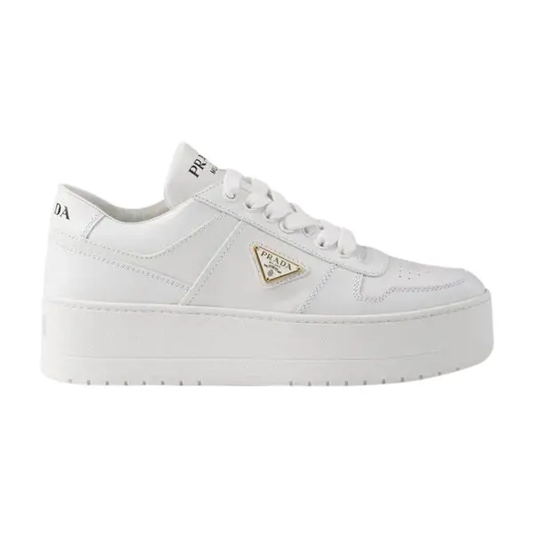 Prada Downtown Leather Sneakers - White