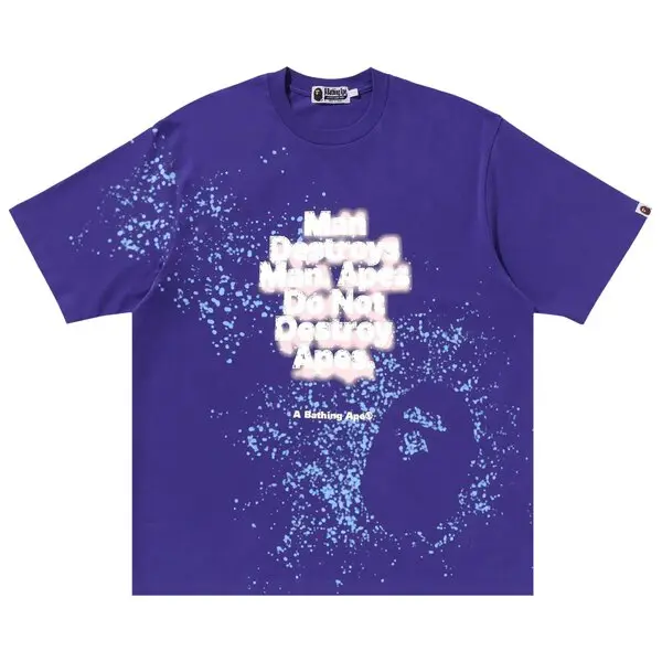 A BATHING APE Spray Print Slogan Relaxed Fit Tee - Purple